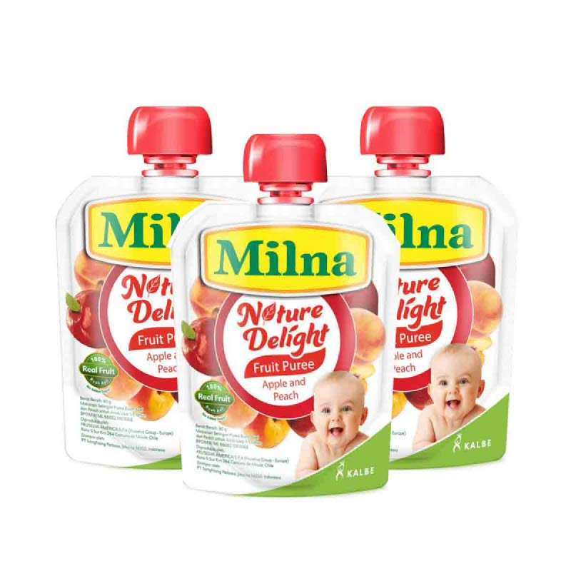 Promo Milna Nature Delight Fruit Pure Apple Peachy 80gr Makanan Bayi ...