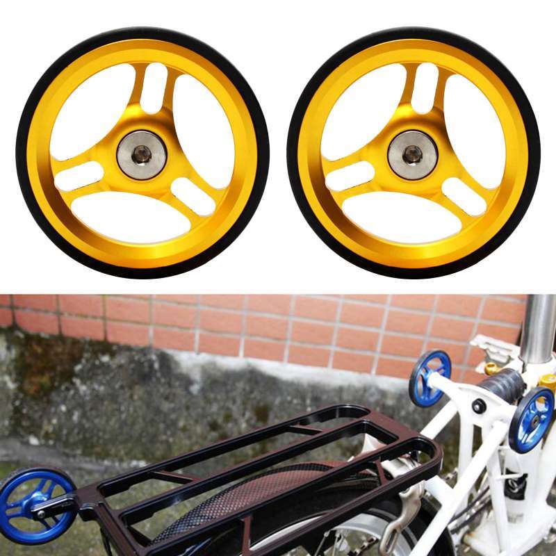Jual Folding Bike Easy Wheel Ez Wheels For Brompton Traveling Rack Gold ...