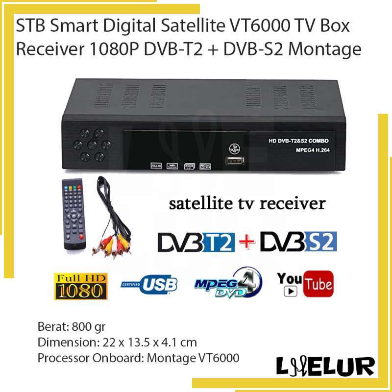 Jual STB Smart Digital Satellite VT6000 TV Box Receiver 1080P DVB-T2 ...