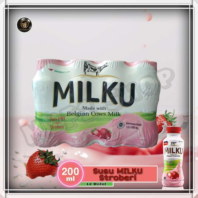 Promo Milku Strawberry Susu UHT RTD Pet [200 ml/ 12 botol/ PACK ...