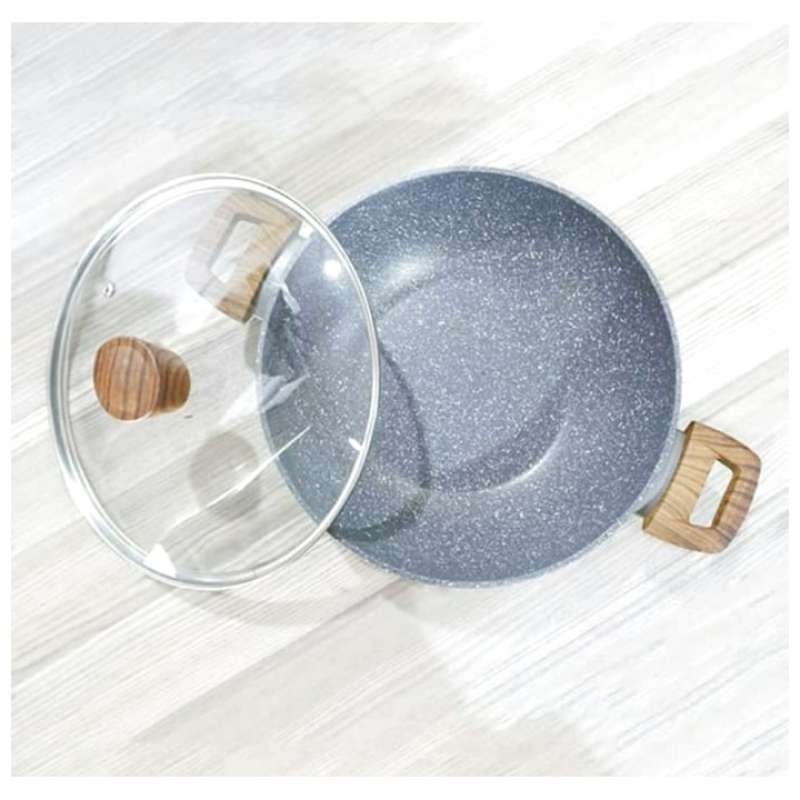 Jual Jual Kuali Wok Pan 24 - 26 - 28 - 30 Cm Marble Induksi Wokpan Tutup Kaca - 24 Cm ...