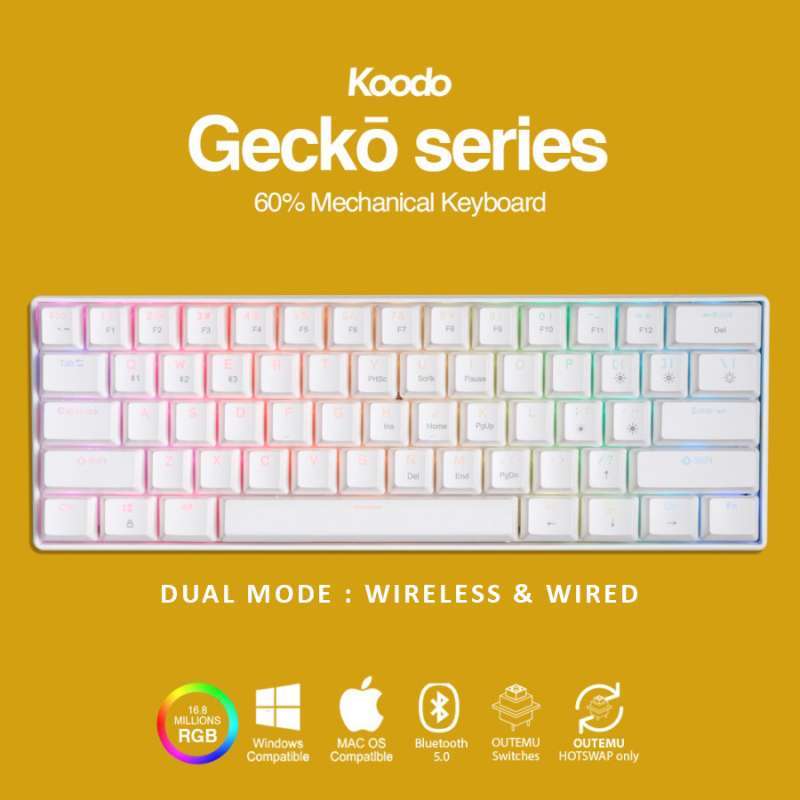 Promo Koodo Gecko 60% Mechanical Bluetooth Keyboard Rgb Diskon 12% Di ...