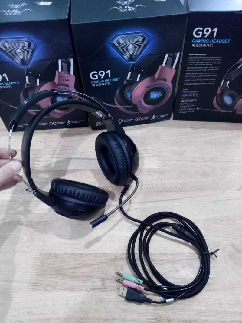 Promo AULA G91 Headset Game Headphone 7.1 channel surround Komputer ...
