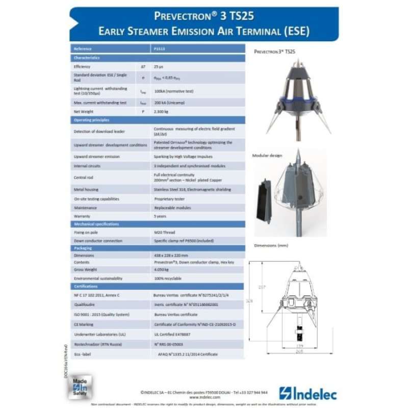 Jual Penangkal Petir / Anti Petir Indelec Prevectron 3 Type Ts.25 Di ...