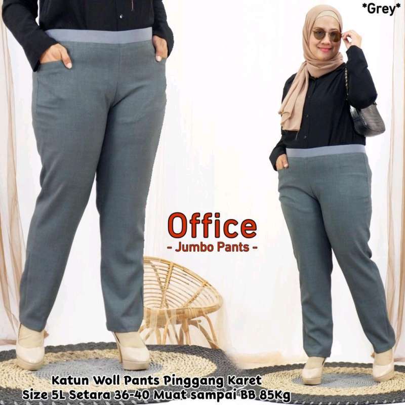 Jual Celana Kerja Wanita Kantor Pinggang Karet Highwaist Jumbo Big Size Oversize Premium - KN HW ...