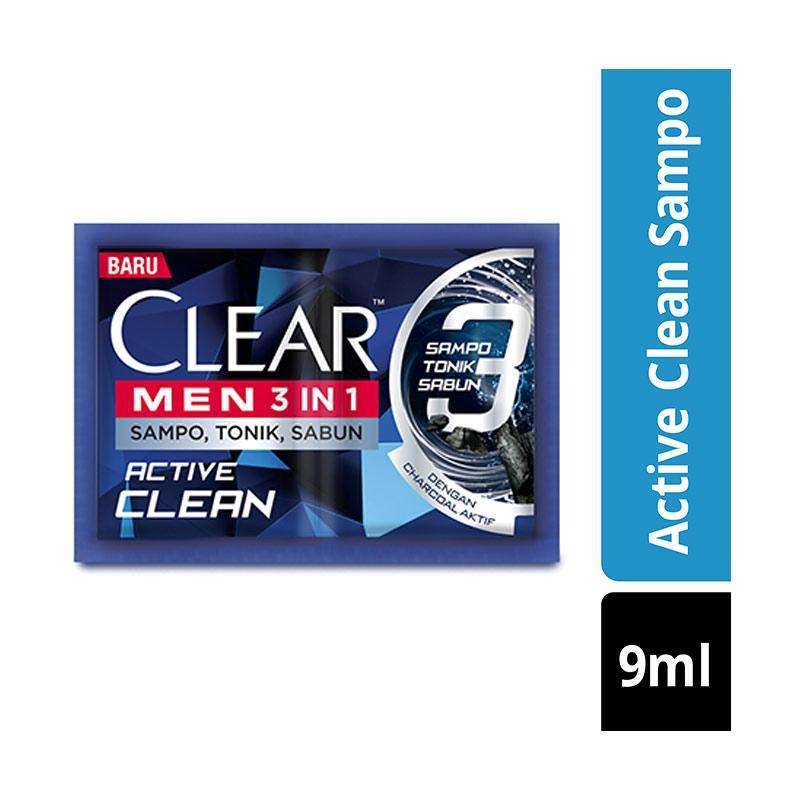 Jual CLEAR Shampoo Men 3 In 1 Active Clean (10 Ml X 12 Sachet) di ...