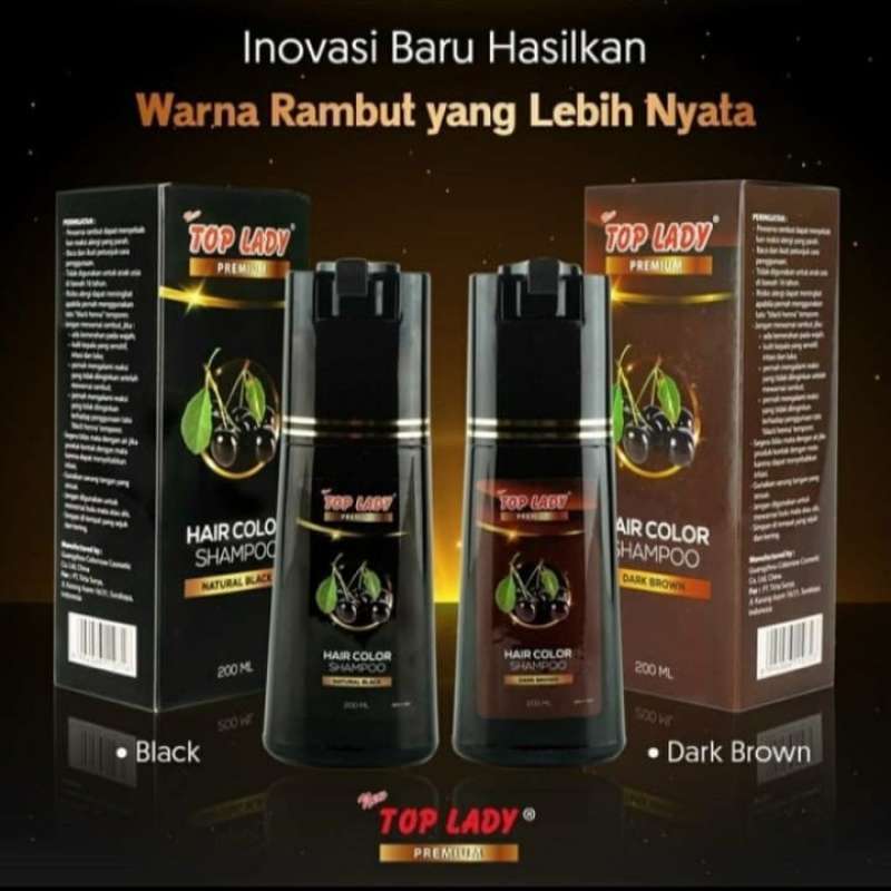 Jual Top Lady Premium Hair Color Shampoo 200ml Pewarna Rambut - Black ...