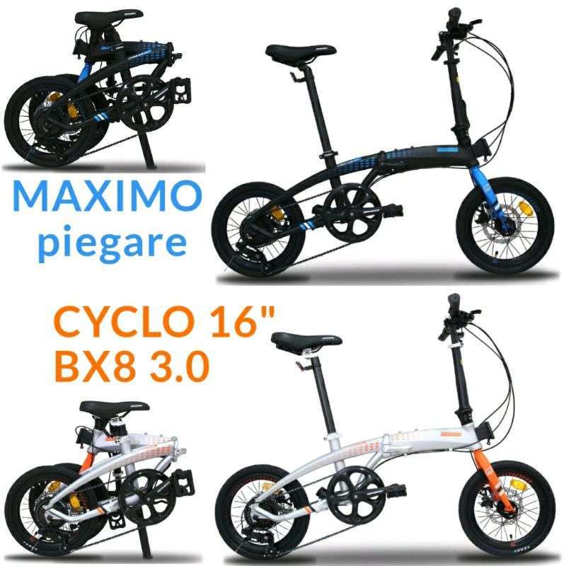 Jual Sepeda Lipat 16 Inch MAXIMO Piegare Cyclo BX8 3.0 Frame alloy 8 speed REM DISC by Family ...