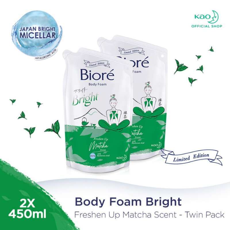 Jual Surabaya - Biore Body Foam Bright Freshen Up Matcha Pouch Sabun Mandi Cair [450 mL/TwinPack ...
