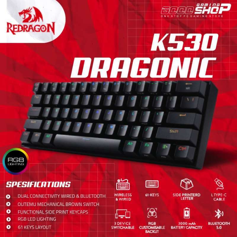 Jual Redragon DRAGONIC K530 RGB Wired & Wired - Mechanical Gaming ...