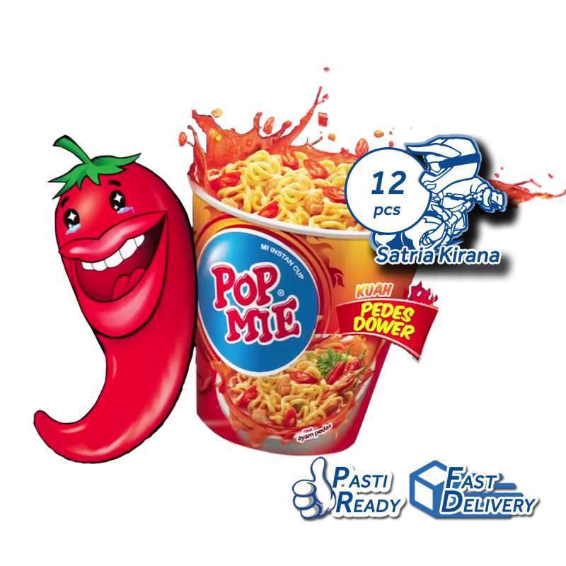 Jual Pop Mie Kuah Pedes Dower [75 gr x 12 pcs | 1 Karton / Box] PopMie ...