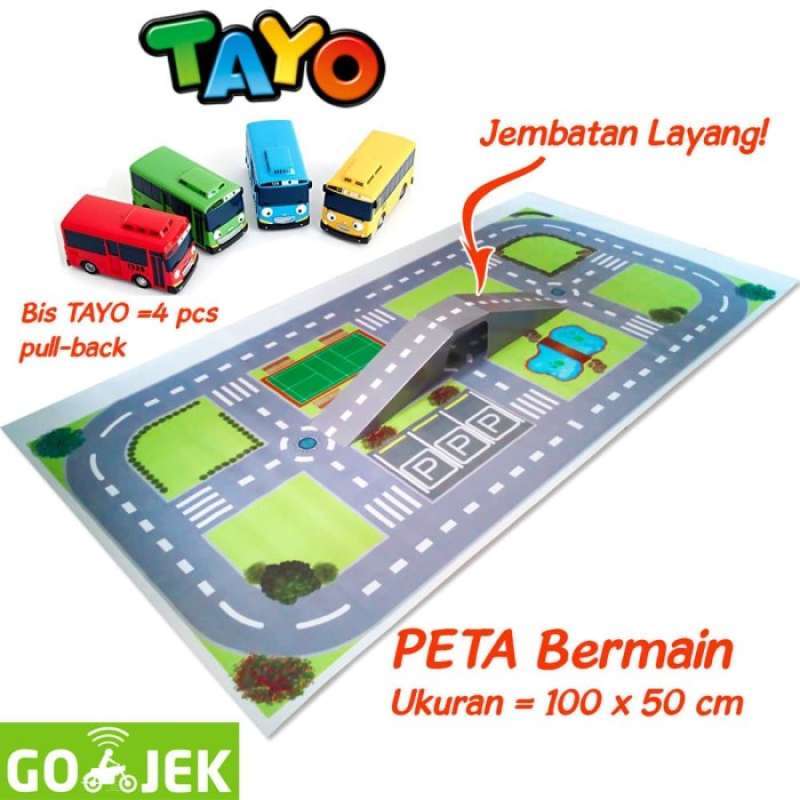 Promo Gratis Ongkir Mainan Anak Maps Jalanan Mobil Bus Tayo Diskon 35% ...