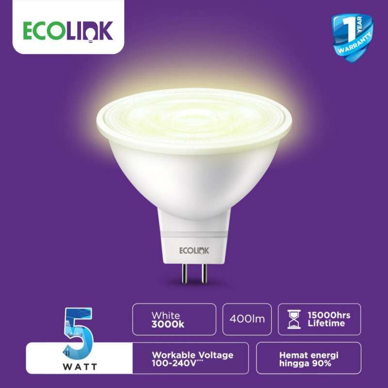 Promo Ecolink Lampu Spotlight Led Mr16 5w 3000k - Kuning Diskon 15% Di ...