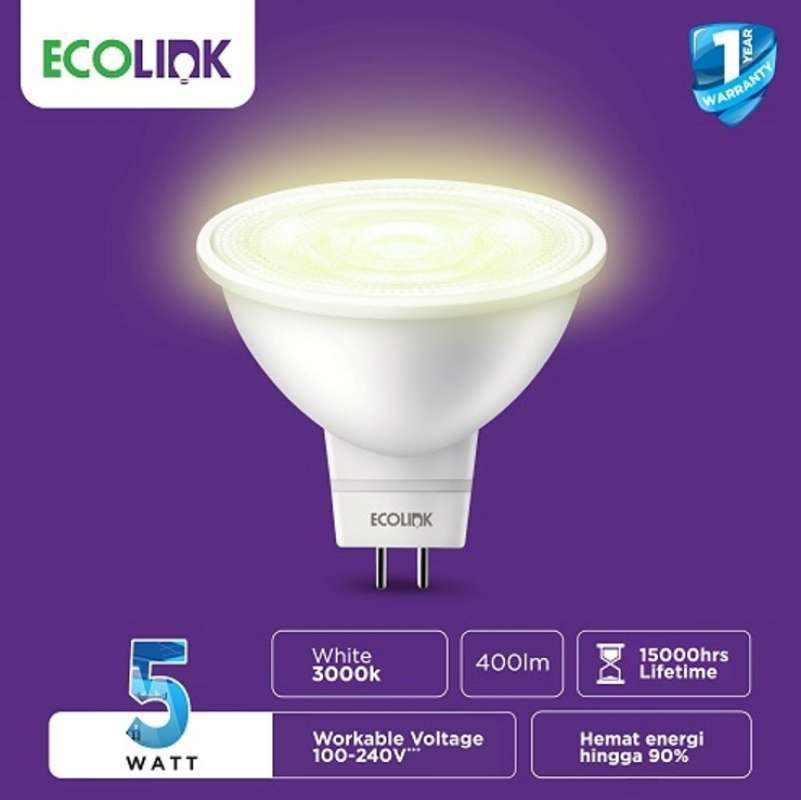 Promo Ecolink Lampu Spotlight Led Mr16 5w 3000k - Kuning Diskon 15% Di ...