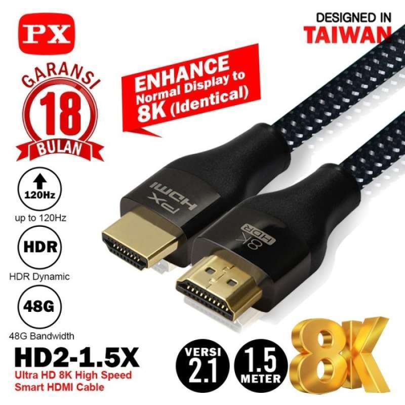 Jual RECOMMENDED KABLE HDMI CABLE VERSI 2.1 HIGH SPEED 8K HDR PX HD2-1 ...
