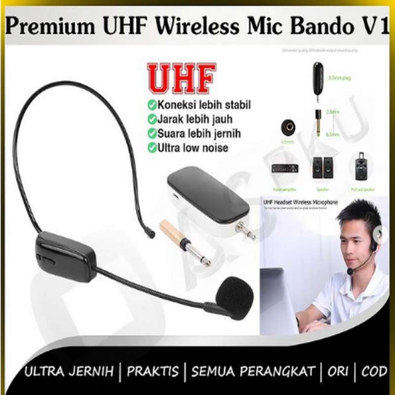 Promo Premium UHF Wireless Mic Bando V1 - Suara Ultra Jernih - Praktis ...