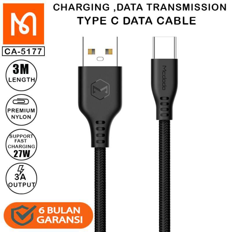 Jual MCDODO CA-517 Kabel Data USB Type C 1.8M & 3M FAST Charging 18W-27W / 3A QC4.0 di Seller ...