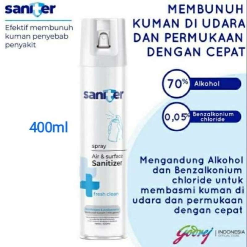Jual SANITER SPRAY AIR & SURFACE SANITIZER 400ML di Seller Raynar ...