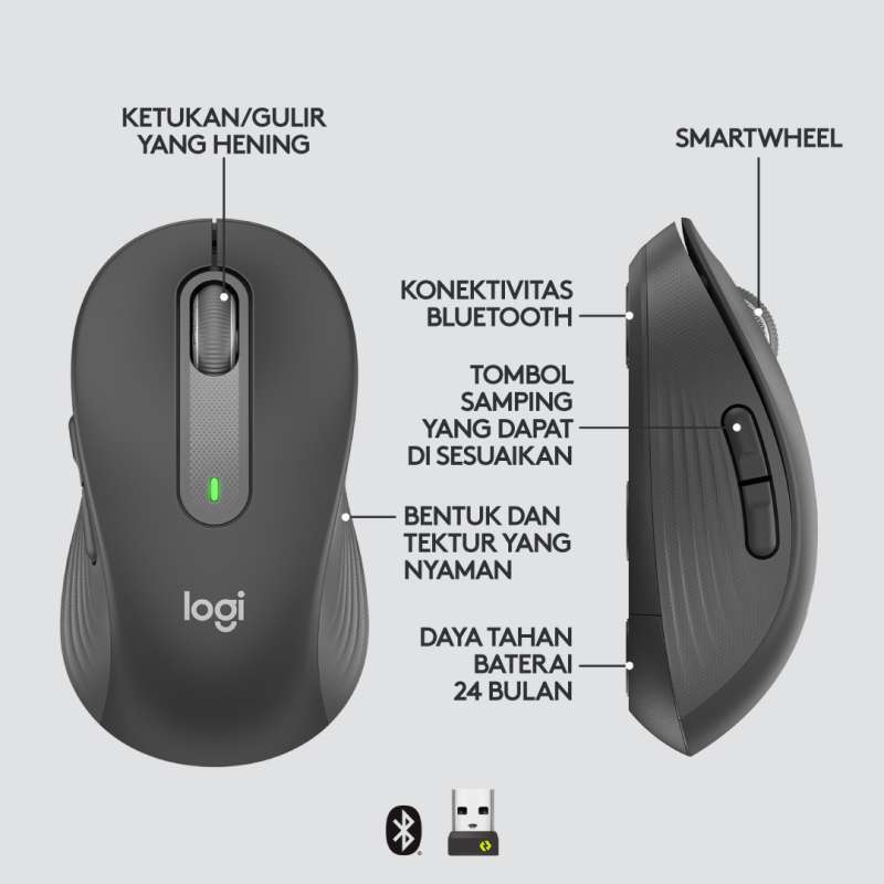 Promo Logitech Signature M650 Mouse Wireless Bluetooth Silent Graphite Diskon 35% Di Seller ...