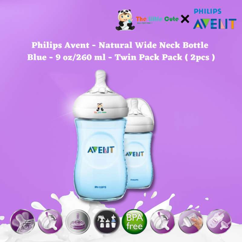 Jual Philips Avent Natural Wide Neck Bottles Blue Edition 260ml Twin ...