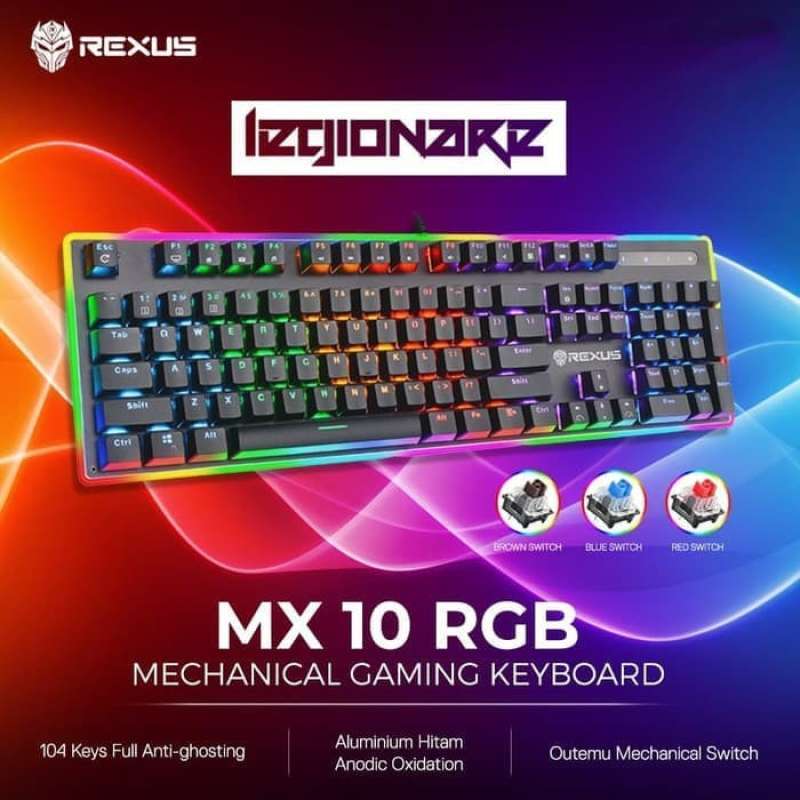 Jual Rexus MX10 Keyboard Gaming Mechanical Rexus Legionare RGB - BROWN ...