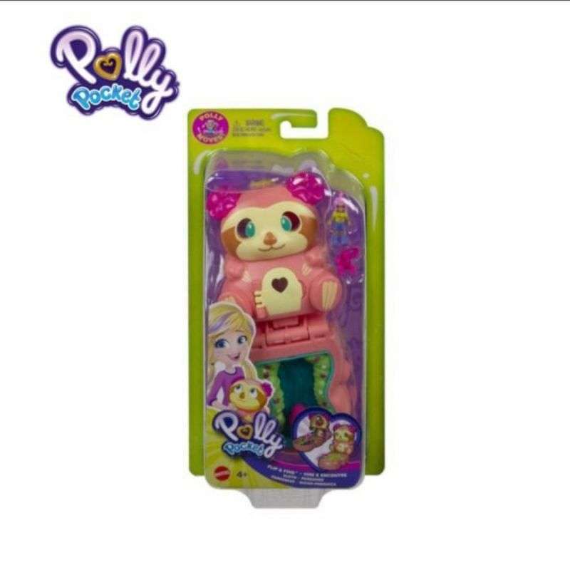 Jual Polly Pocket Flip & Find Sloth Compact Original / Mainan Figure ...