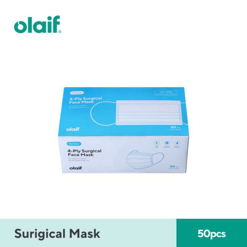 Jual Olaif 4 Ply Surgical Face Mask - 50pcs - Masker Medis BFE >99% di ...