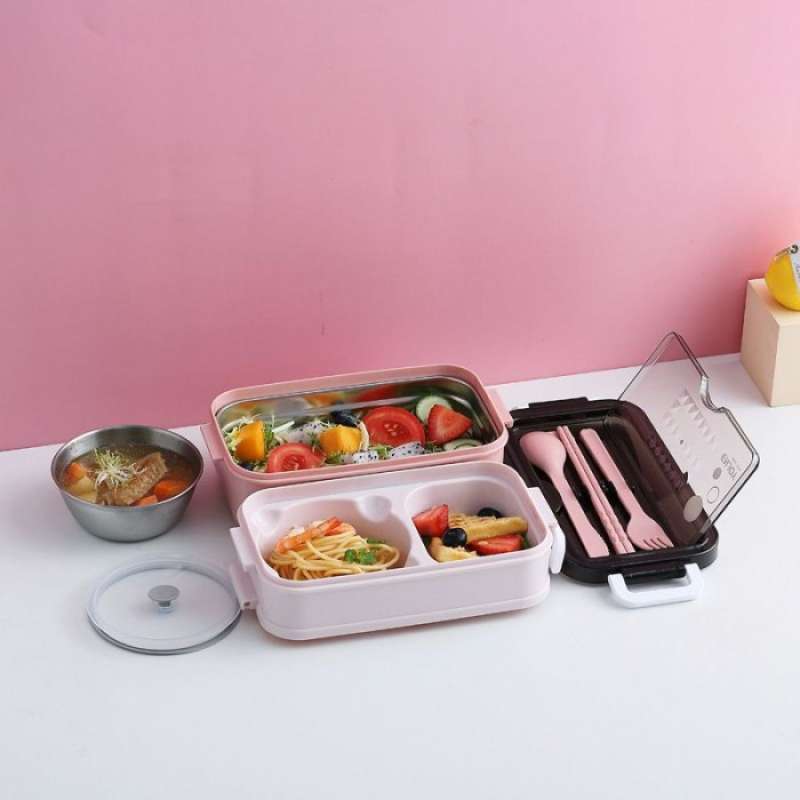 Jual BEST PROMO Lunch box korea stainless anti tumpah kotak makan bekal ...