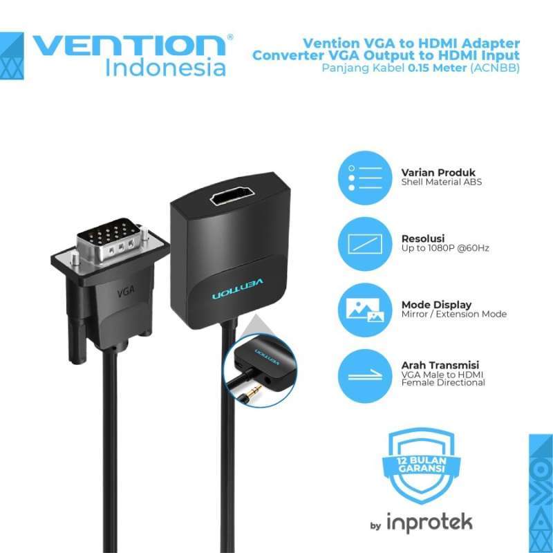 Promo Vention Vga To Hdmi Adapter Converter Vga Output To Hdmi Input