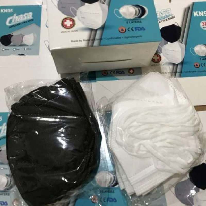 Promo Masker Kn95 5ply 5 Ply Hijab Headloop Head Strap Isi 10 Pc Hitam ...