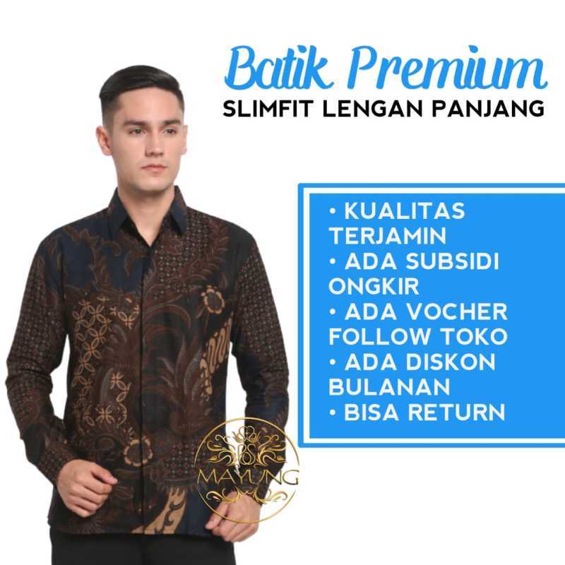 Promo Batik Mayung Kamajaya Navy Kemeja Batik Slimfit Premium Lengan Panjang - Xxl Diskon 70% Di ...