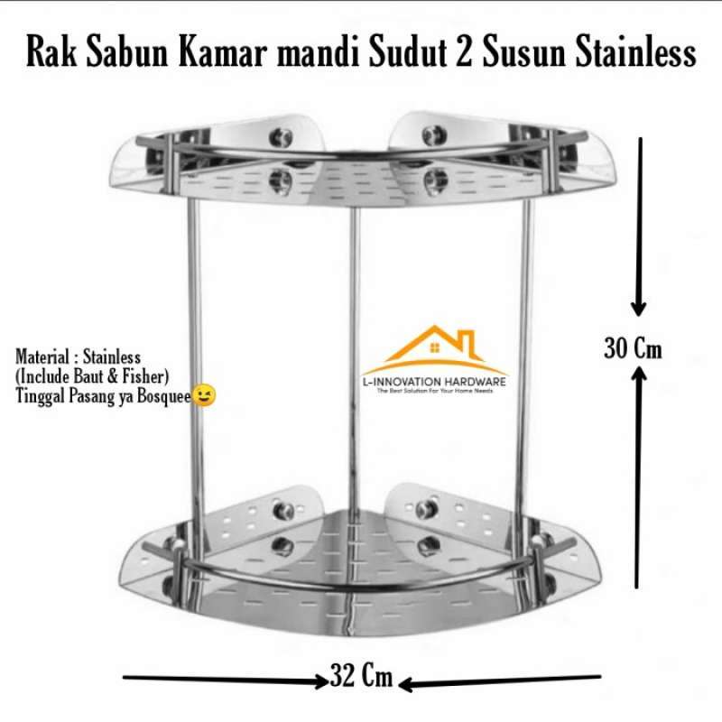 Jual Rak Tempat Sabun Kamar Mandi Sudut Siku 2 Susun Stainless di ...