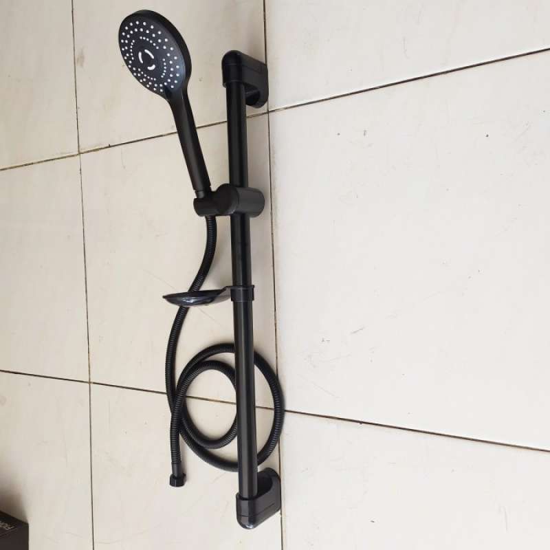 Jual shower tiang dinding stainless hitam/shower mandi tiang black di ...