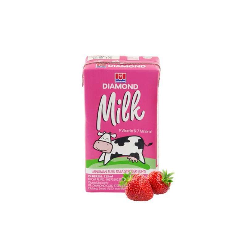 Promo Diamond Susu UHT Rasa Strawberry 125 ml [40 pcs/ Karton] Diskon 3% di Seller Agen Sembako ...