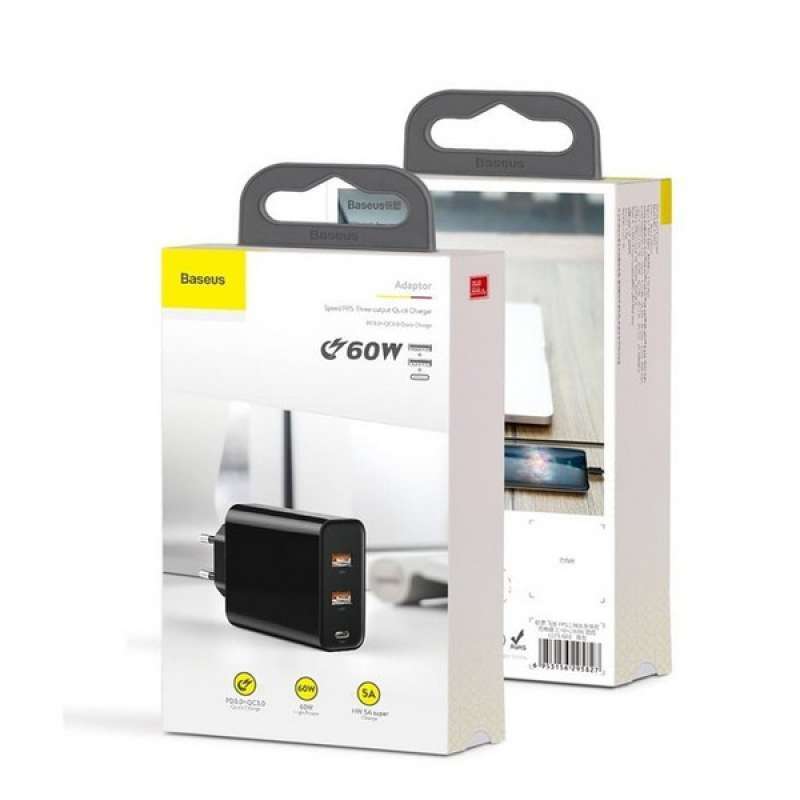 Jual Baseus Adaptor Speed Pps Three Output Quick Charge 60W di Seller ...
