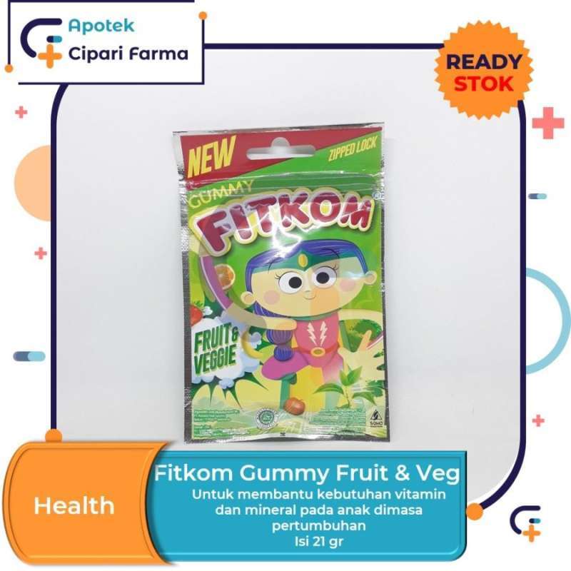 Jual Fitkom Gummy Vitamin C Zinc | Fruit & Veggie Suplemen Daya Tahan ...