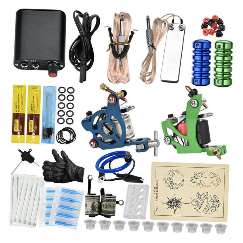 Jual Beginners Complete Tattoo Kit Machine Rotary Set Gun Power Supply ...