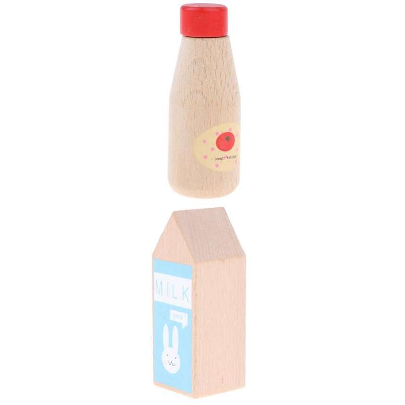 Jual Wooden Ketchup Bottle & Milk Bottle Chef Role Play Cooking Toy di ...
