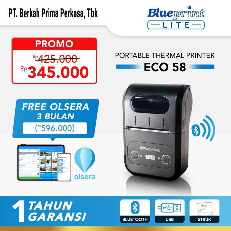 Jual BLUEPRINT Portable Printer Thermal Mini Bluetooth ECO58 Baterai ...