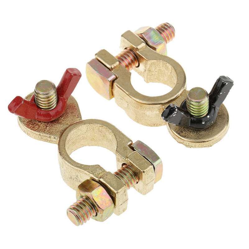 Promo 1 Pair Car Copper Positive+Negative Battery Terminal Clamp Clip ...