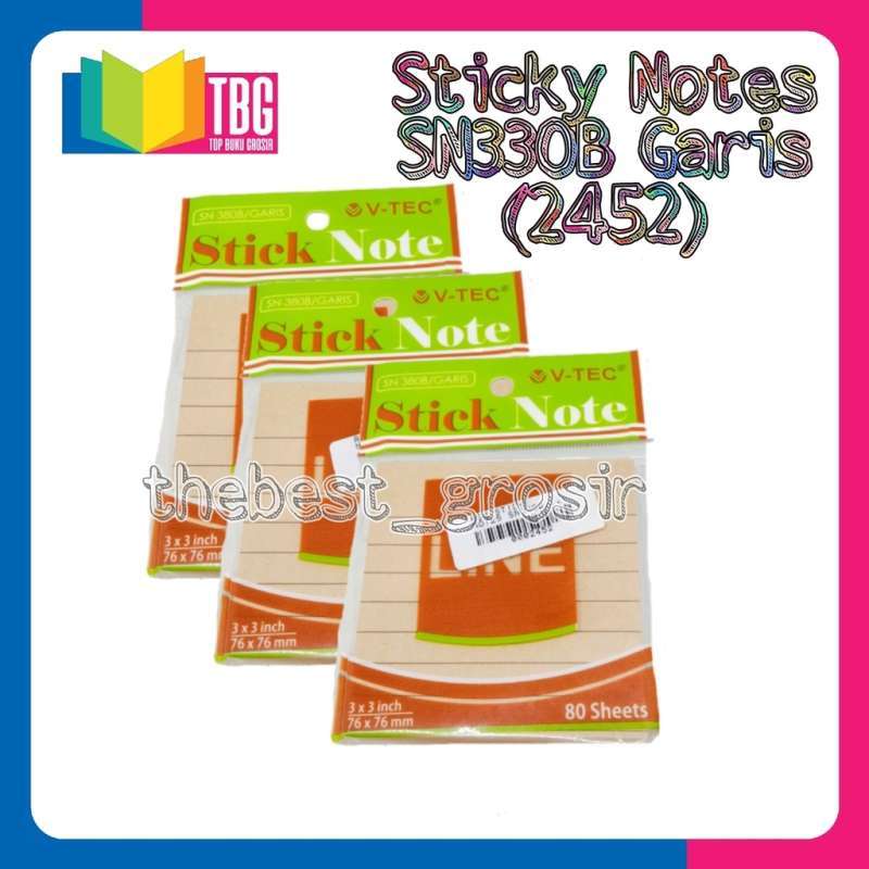 Jual 1 PAD (80 LEMBAR) STICK NOTES SN380B GARIS 76X76 V-TEC (R-2452 ...