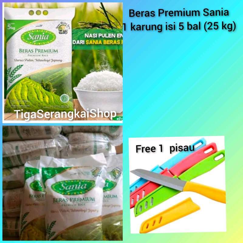 Jual Beras Sania Premium 5 Kg Sekarung Isi 25 Kg + Free 1 Pisau Di ...