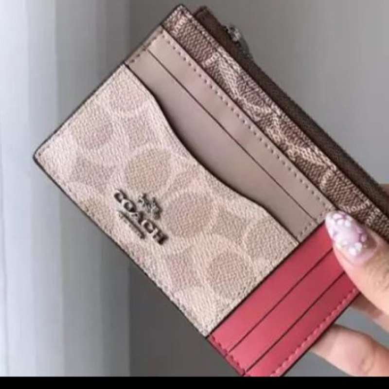 Jual Coach Large Card Case In Blocked Signature Canvas 100% original ...