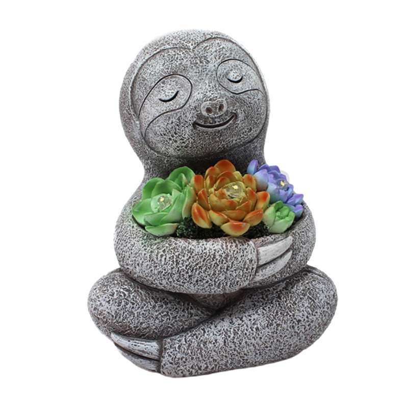 Promo Garden Statue Solar Lights Sloth Succulent Shape Gifts Figurines ...