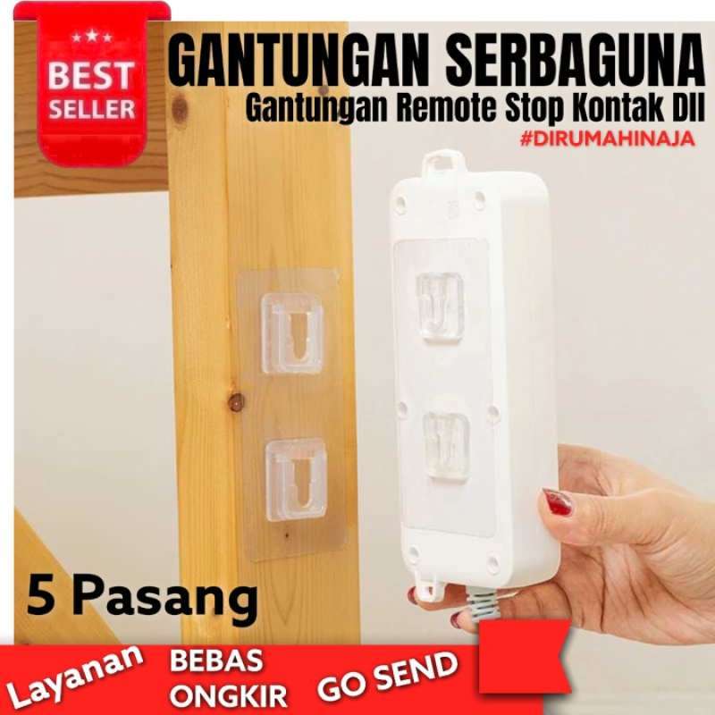Jual Gantungan Dinding Tempel Hook Remote Stop Kontak Serbaguna 5pcs di ...