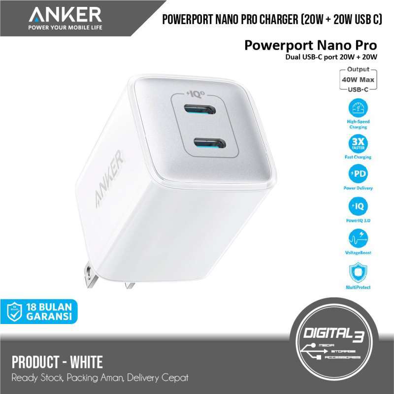 Jual Anker Charger 40W Dual USB C Powerport Nano Pro Adapter Iphone ...