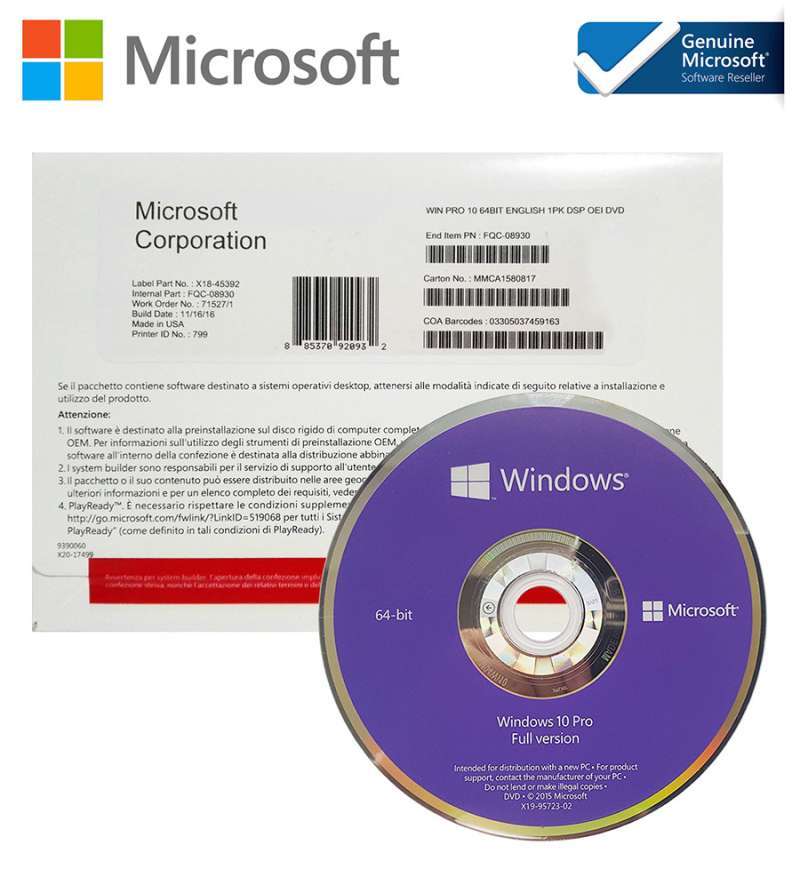 Jual Windows 10 Pro 64bit Eng Intl 1pk Dsp Oei Dvd - Original Di Seller ...