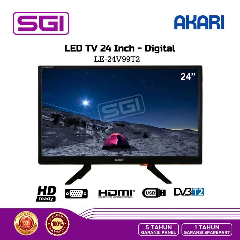 Promo Akari LED TV 24 Inch Digital TV 24V99T2 USB Movie LE-24V99T2 ...