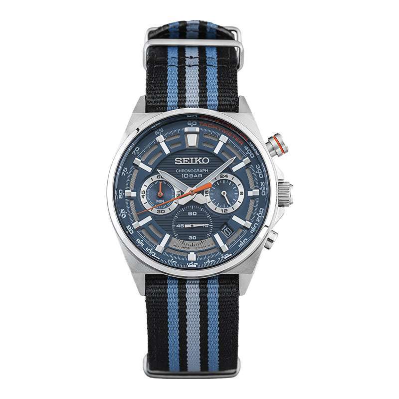 Jual Seiko SSB409P1 Chronograph Men Blue Dial Multi Color Nylon Strap ...