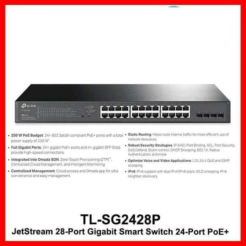 Jual TP-LINK TL-SG2428P JetStream 28-Port Gigabit Smart Switch 24Port ...